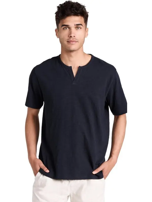 Vince Slub Split Neck Tee - 403cbl