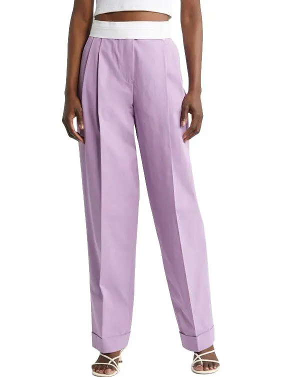 NACKIYE Gentlewoman Pleated High Waist Cotton Gabardine Trousers - Lilac