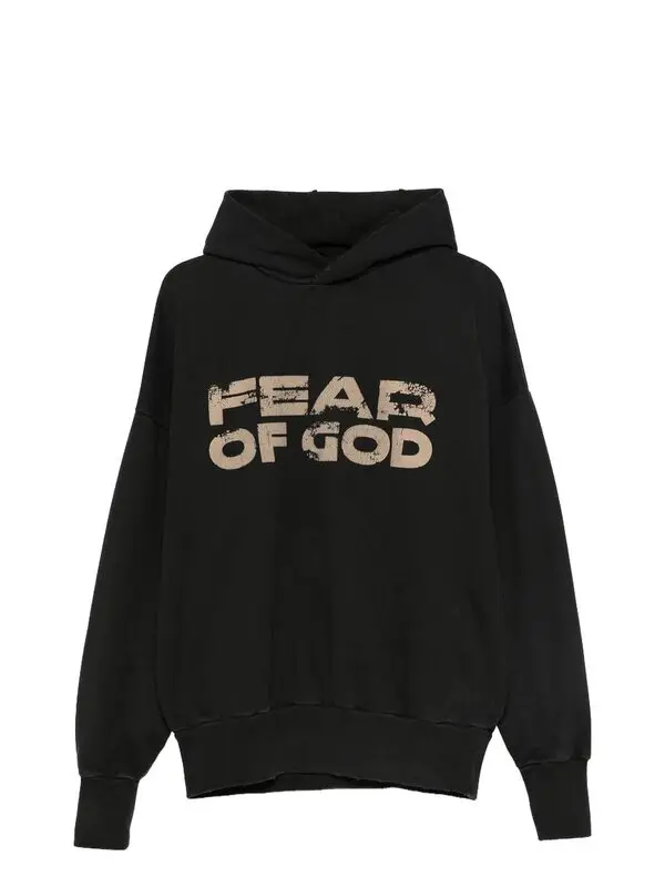 Fear Of God Logo Print Hoodie - Black