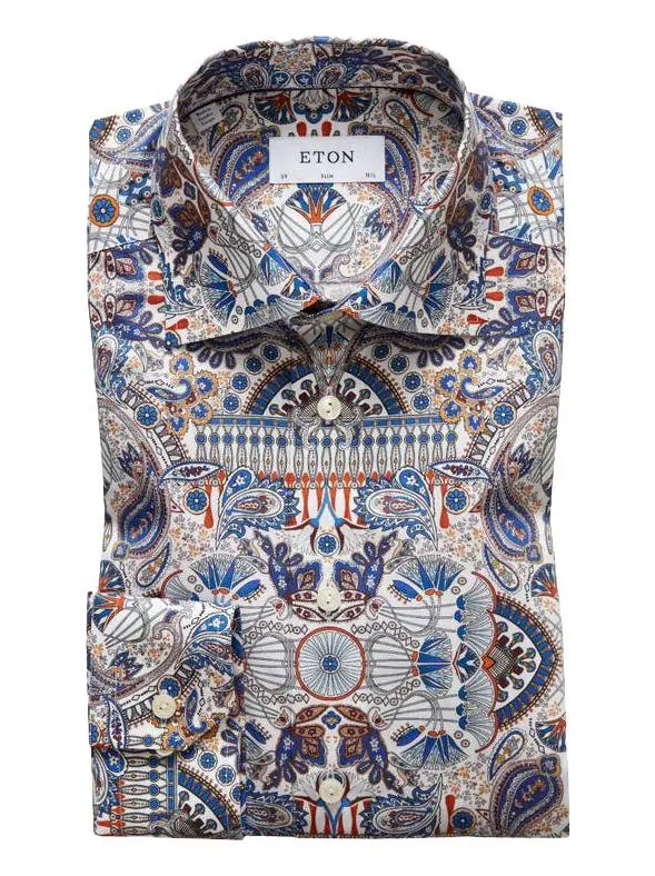 Eton Slim Fit Paisley Dress Shirt - Blue