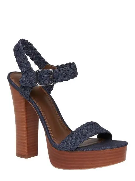 Paige Denim Ankle Strap Platform Sandals - Indigo