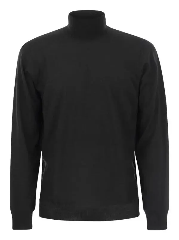 Fedeli Virgin Wool Turtleneck Sweater - Black