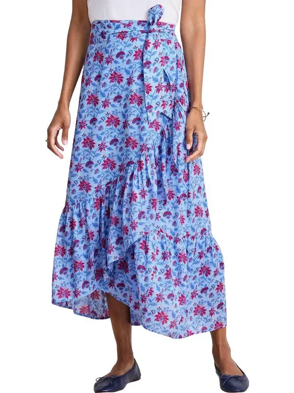 Vineyard Vines Faux Wrap Maxi Skirt - Floral Serenity Blue