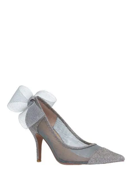 J. Reneé Sheer Pointed-toe Pumps With Bow - Pewter