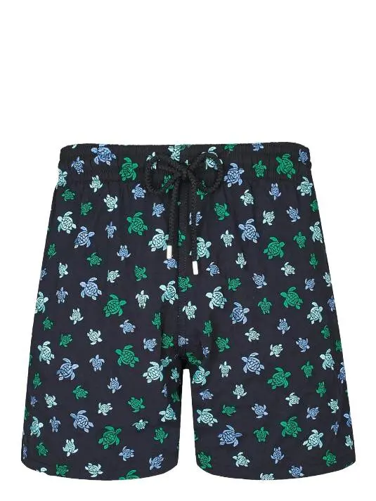 Vilebrequin Micro Ronde Des Tortues Embroidered Swim Trunks - Noir