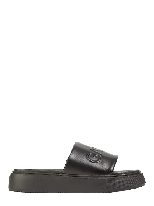 GANNI Embossed Platform Slides - Black