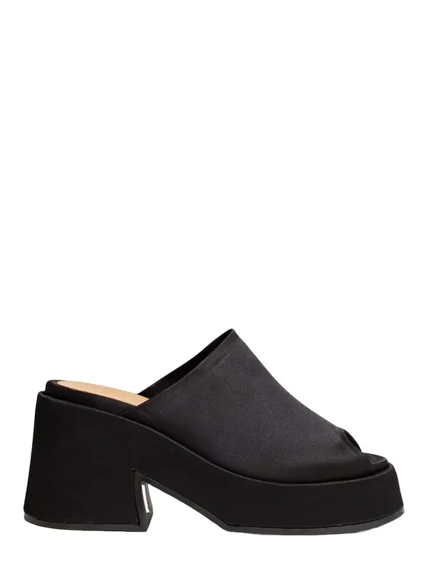 GANNI Satin Platform Mules - Black