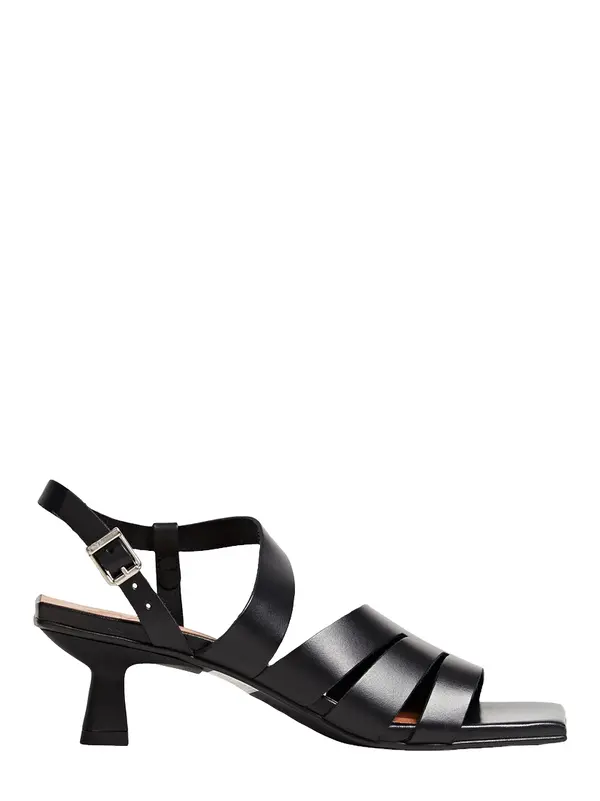 GANNI Leather Slingback Sandals - Black