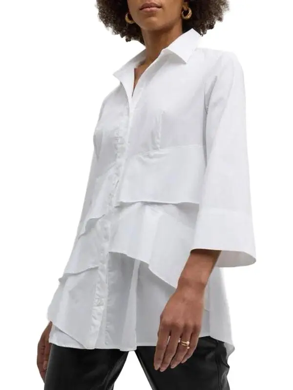 Finley Jenna Ruffle Poplin Top - White