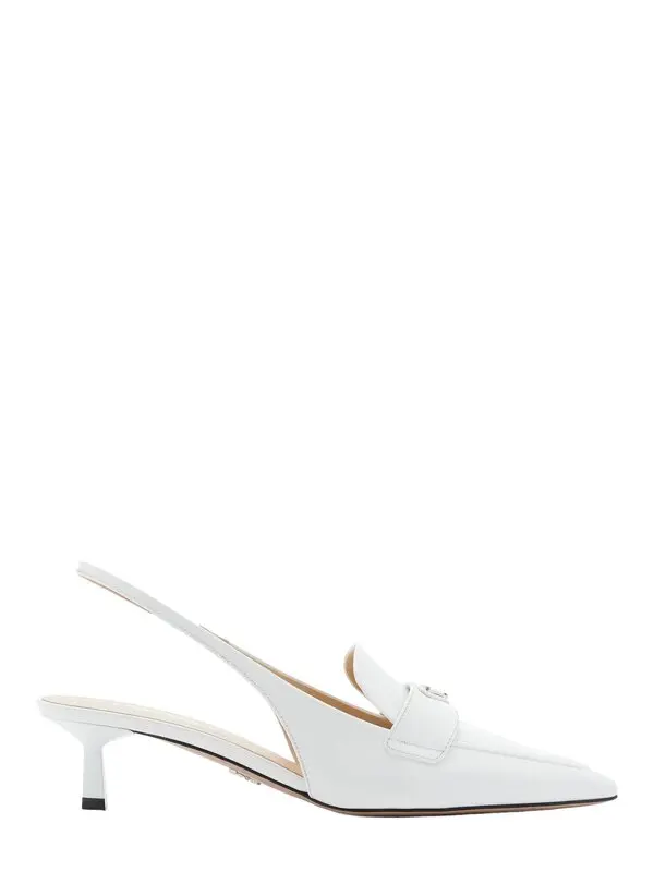 Prada Leather Slingback Loafer Pumps - White