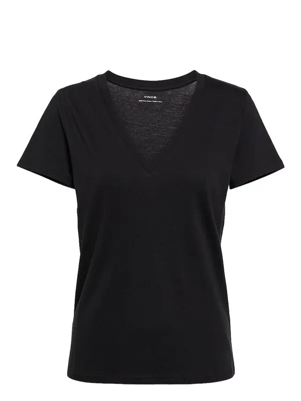 Vince Cotton V-neck T-shirt - Black
