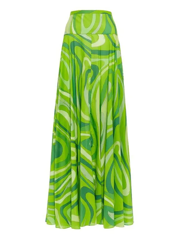 Emilio Pucci Marmo Pleated Maxi Skirt - Green