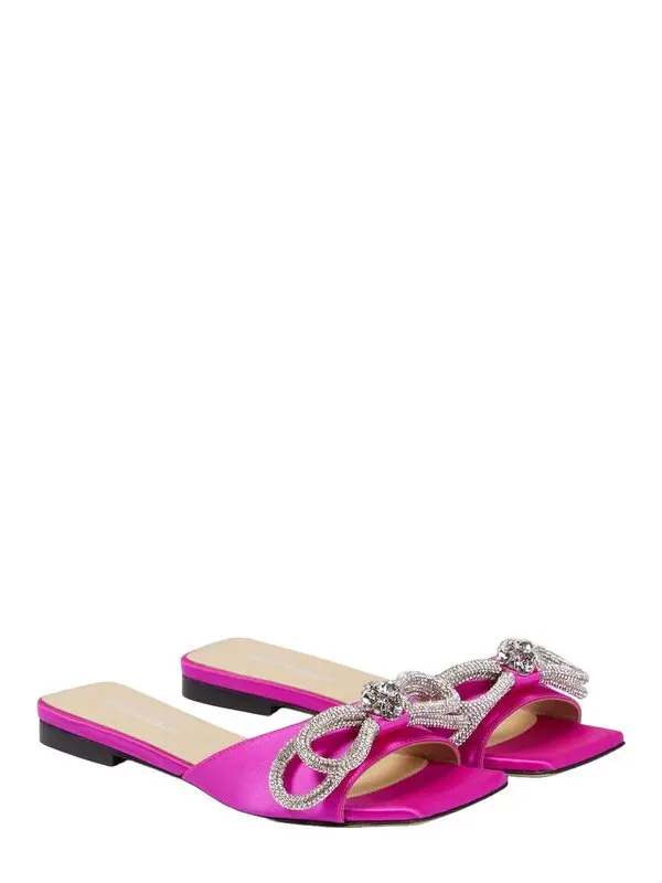 Mach & Mach Double Bow Embellished Mules - Pink