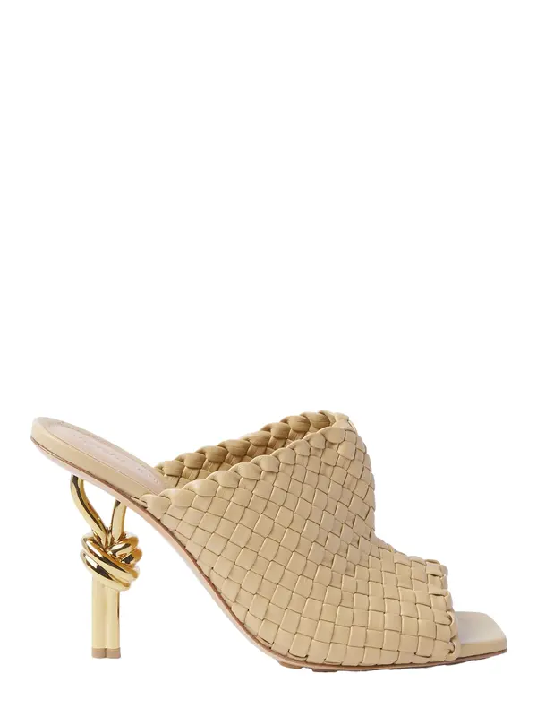 Bottega Veneta Knot Embellished Intrecciato Leather Mules - Neutrals
