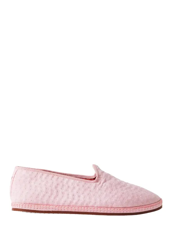 Loro Piana Laguna Furlane Matelassé Linen Loafers - Pink