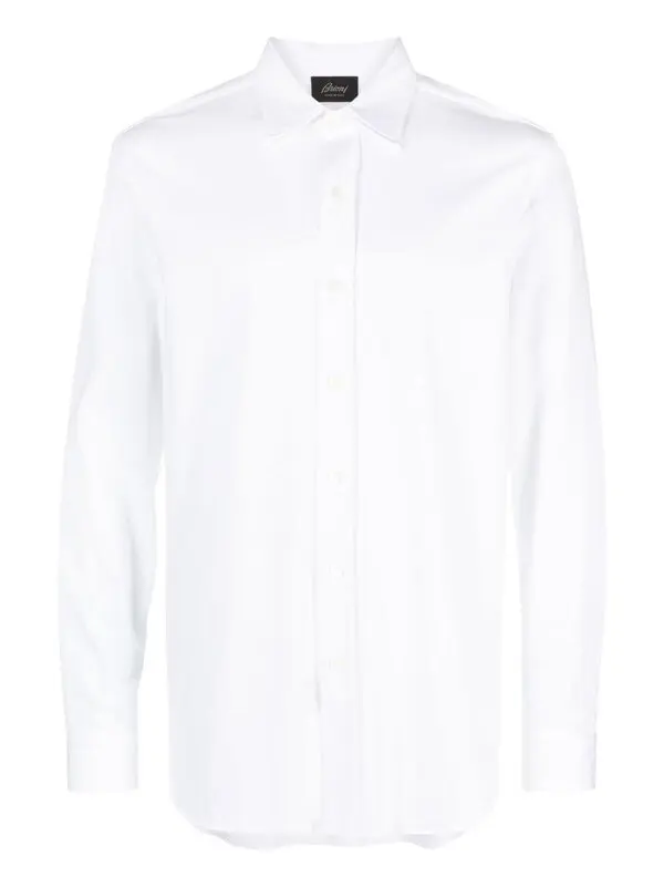 Brioni Spread-collar Cotton Shirt - White