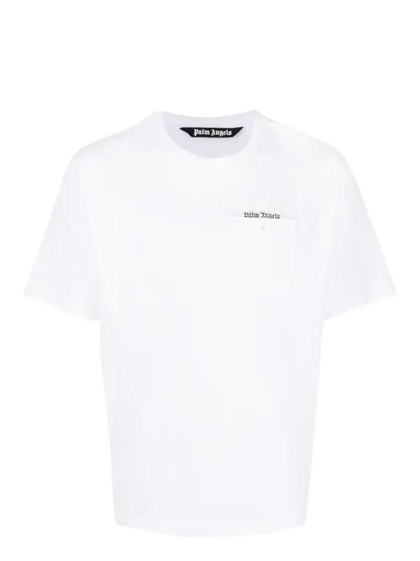 Palm Angels Logo-tape Cotton T-shirt - White