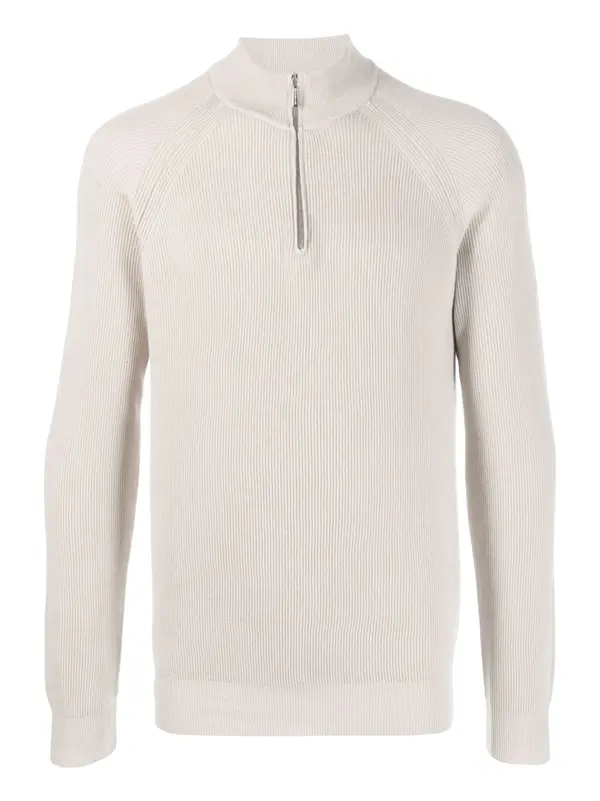 MOORER Basoli-csp Ribbed-knit Jumper - Neutrals
