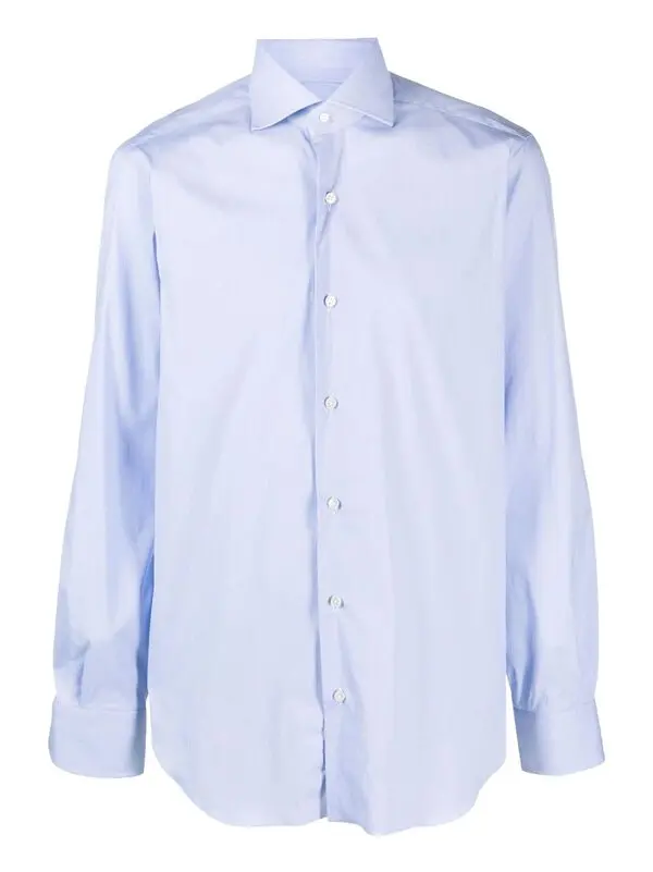 BARBA NAPOLI Long-sleeve Cotton-blend Shirt - Blue
