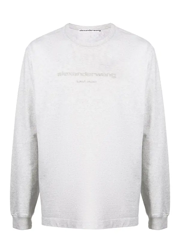 Alexander Wang Glitter-effect Long-sleeve T-shirt - Grey