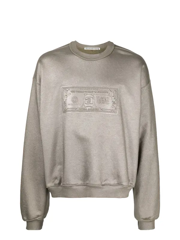 Alexander Wang Logo-embossed Metallic-finish Sweatshirt - Grey