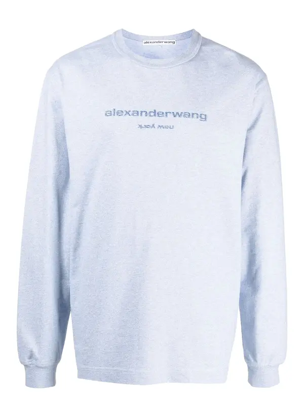Alexander Wang Glitter-effect Long-sleeve T-shirt - Blue