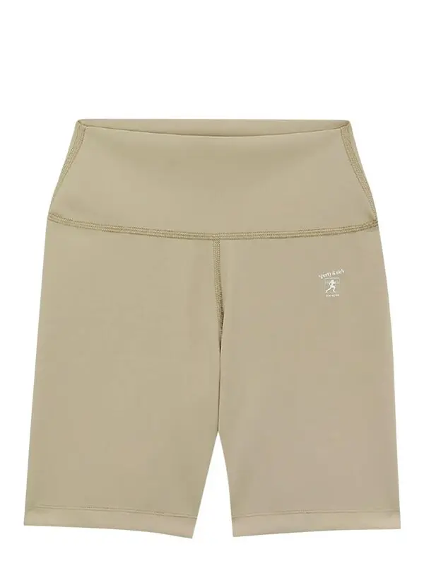 SPORTY & RICH Logo Print Biker Shorts - Neutrals