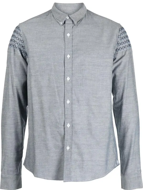 PRIVATE STOCK LABS Embroidered-detail Linen Shirt - Blue