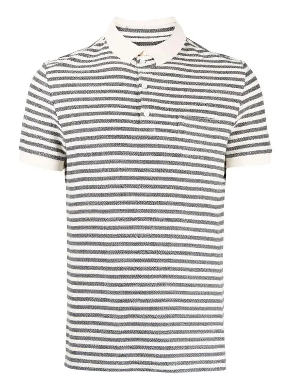 PRIVATE STOCK LABS Stripe-print Cotton Polo Shirt - Neutrals