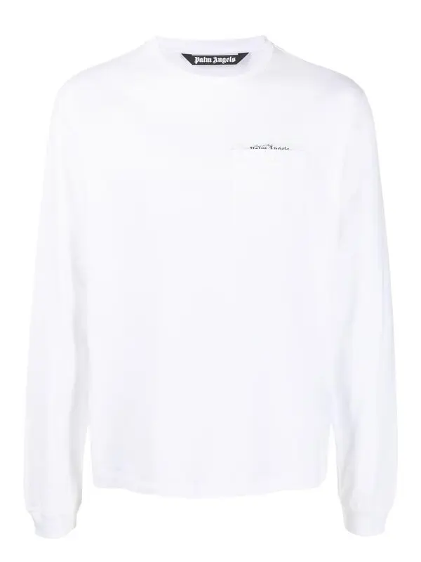 Palm Angels Logo-patch Long-sleeve T-shirt - White