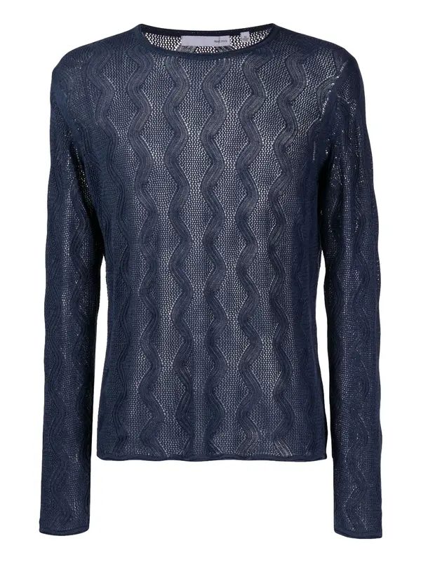 PRIVATE STOCK LABS Cambon Wave-pattern Jumper - Blue