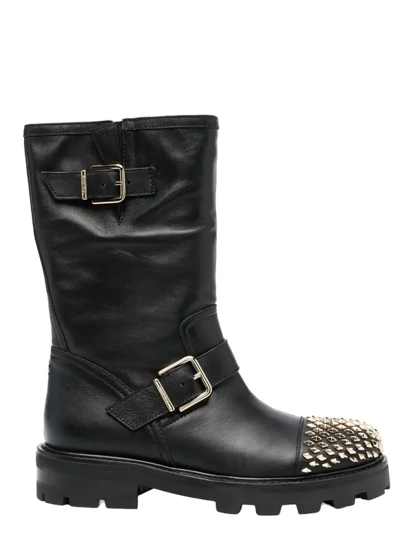 JIMMY CHOO Biker Ii Stud-embellished Boots - Black