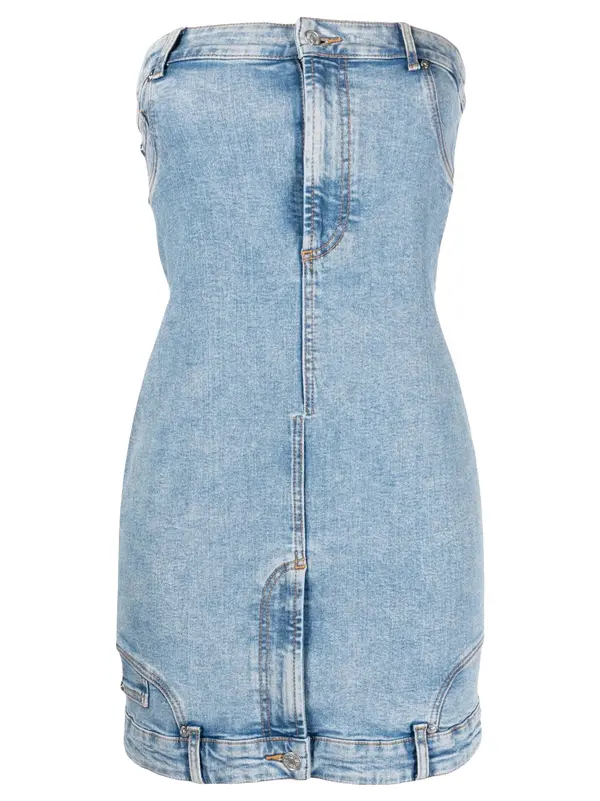 Moschino Bandeau-style Denim Minidress - Blue