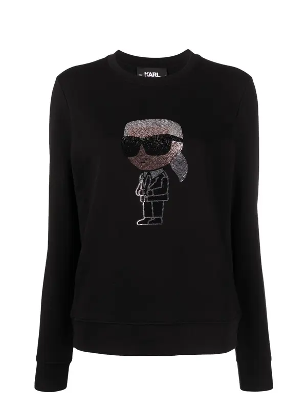 Karl Lagerfeld Ikon 2.0 Embellished Sweatshirt - Black