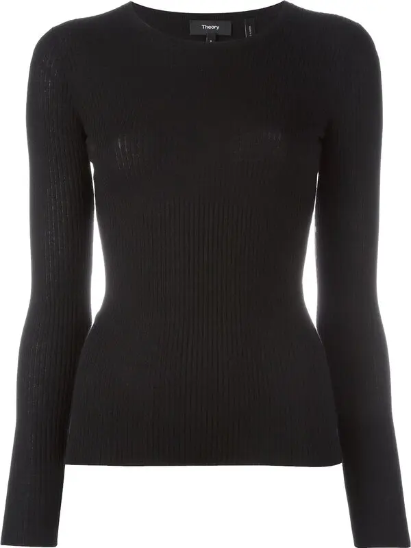 Theory Mirzi Ribbed Knit Jumper - Black