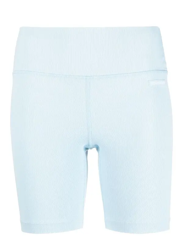 SPORTY & RICH Logo-patch Ribbed Biker Shorts - Blue