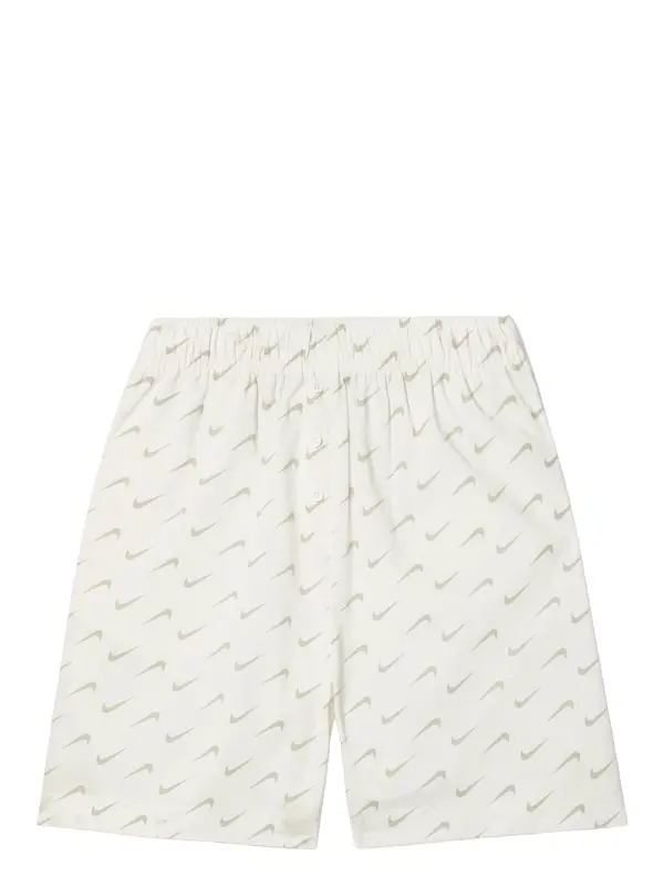 Nike Everyday Modern Printed Cotton-blend Shorts - Off-white