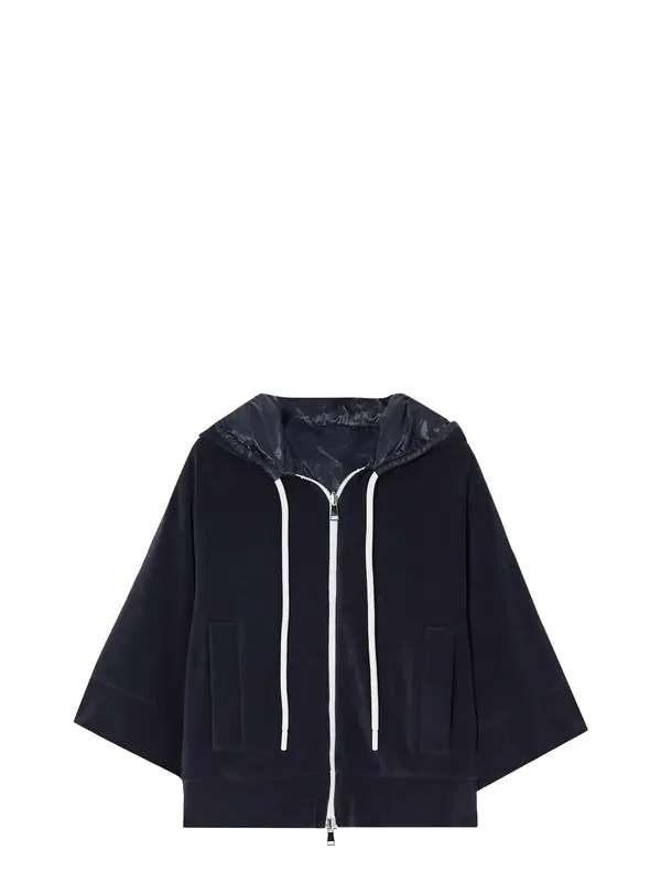 Moncler Cotton-blend Terry Relaxed Hoodie - Blue