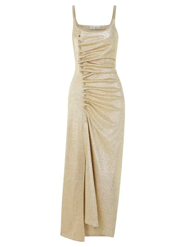 Rabanne Embellished Glittered Stretch-crepe Maxi Dress - Gold