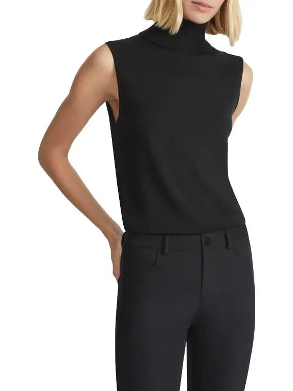 Lafayette 148 New York Sleeveless Turtleneck Shell - Black