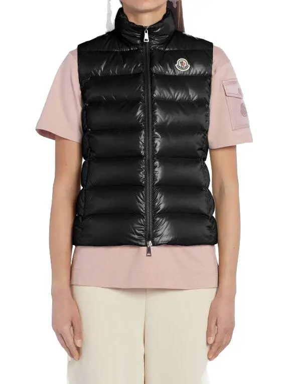 Moncler Ghany Nylon Laqué Down Puffer Vest - Black