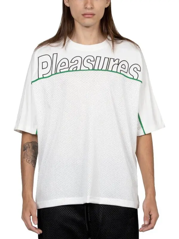 PLEASURES Reveal Oversize Mesh Graphic T-shirt - White