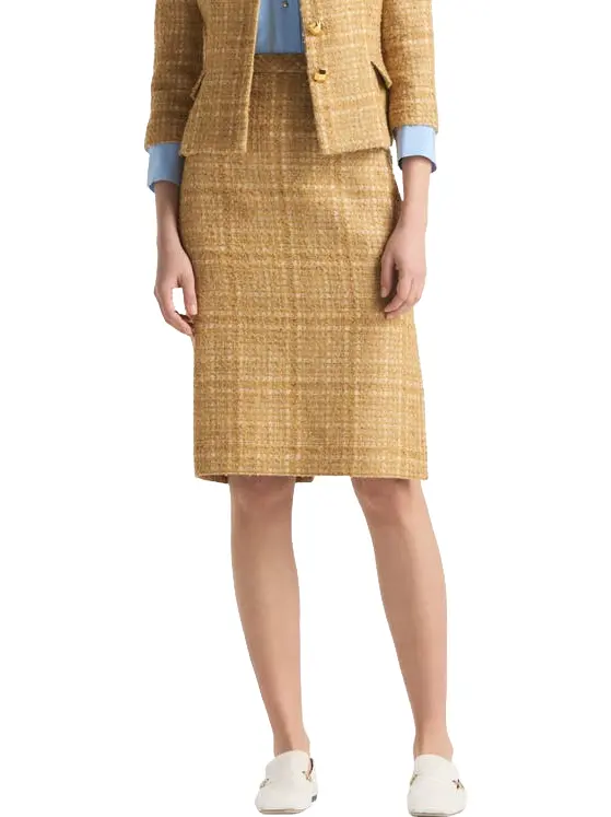 St. John Tonal Tweed Skirt - Tan Multi