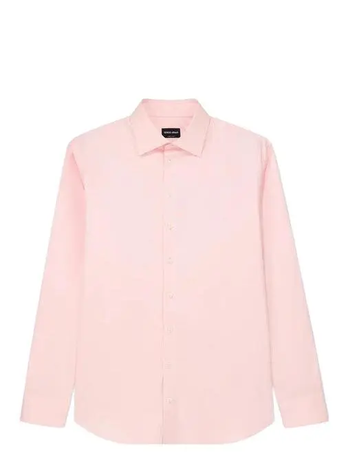 Giorgio Armani Classic Shirt In Cotton Twill - Pink