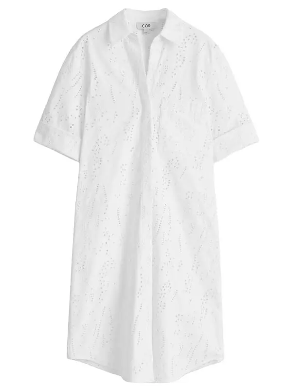 Cos Eyelet Shirt Dress - White