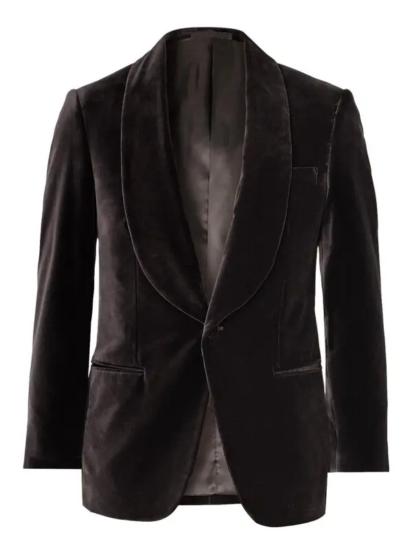 Kingsman Shawl-collar Cotton-velvet Tuxedo Jacket - Black
