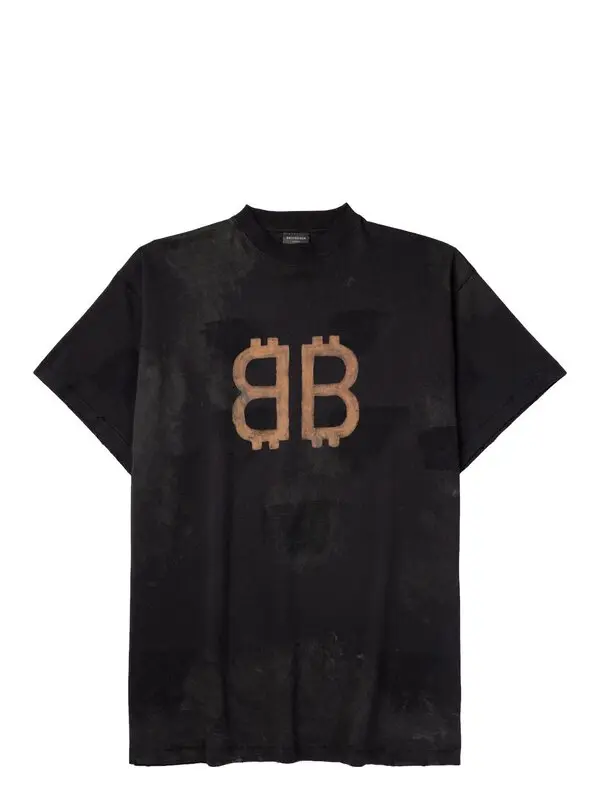 Balenciaga Oversized Logo-print Cotton-jersey T-shirt - Black