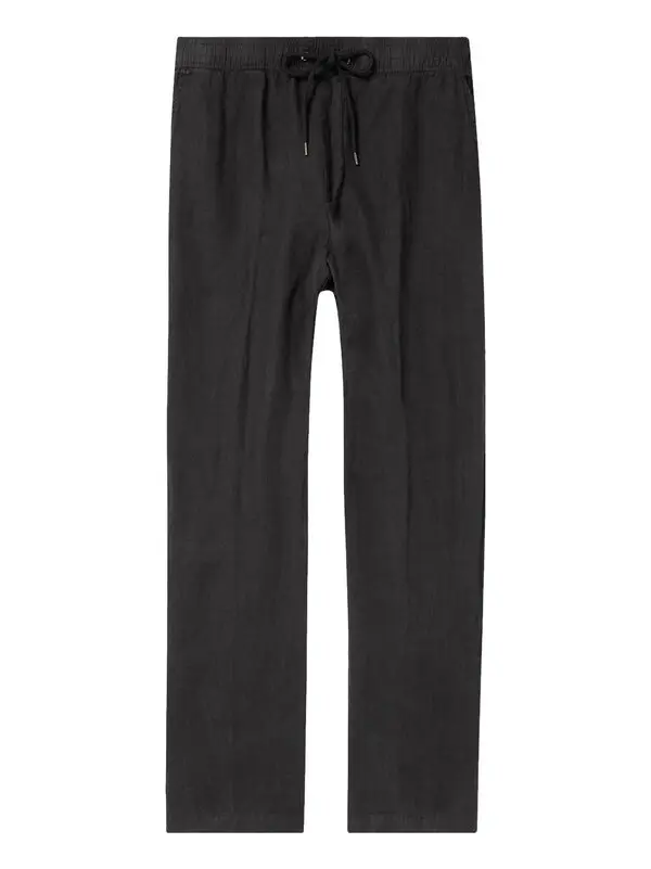 JAMES PERSE Garment-dyed Linen Trousers - Black
