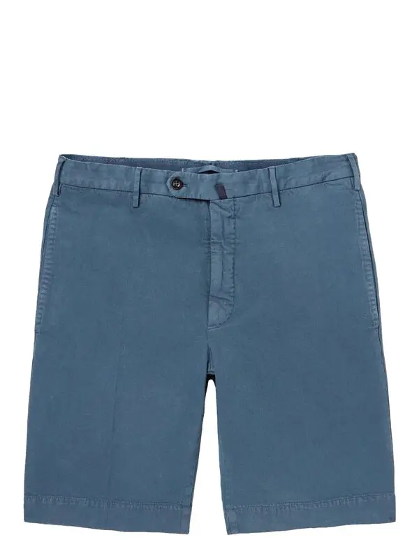 SLOWEAR Straight-leg Cotton-blend Twill Shorts - Blue