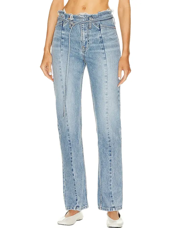GRLFRND Adriana Belted Slim Straight Jeans - Bisbee